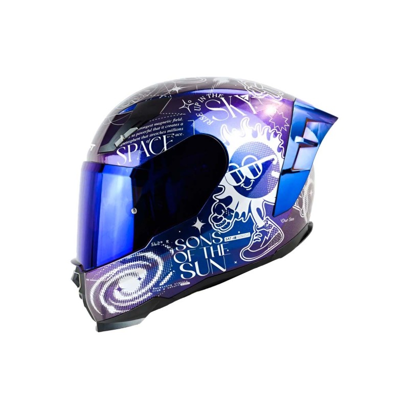 CASCO CERTIFICADO SHAFT 562 R SPACES CAMALEON|Visor Iridium Azul