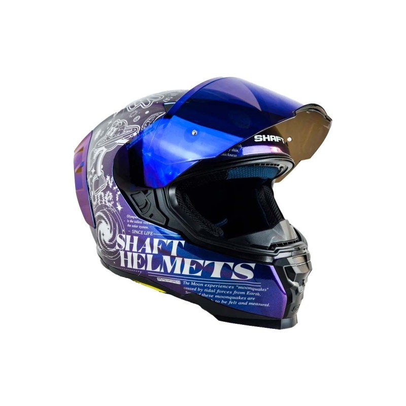 CASCO CERTIFICADO SHAFT 562 R SPACES CAMALEON|Visor Iridium Azul